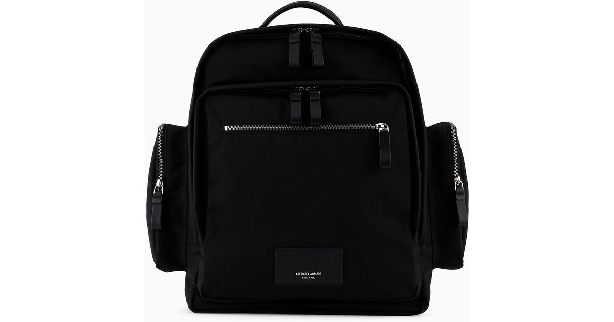 Giorgio Armani Asv Nylon Multi-Functional Backpack in Black for Men ...