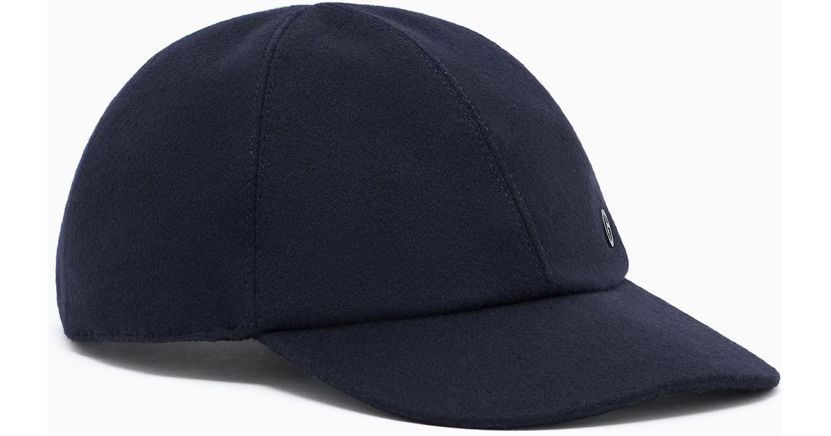 Giorgio Armani Virgin Wool And Cashmere Baseball Cap in Blue for Men | Lyst