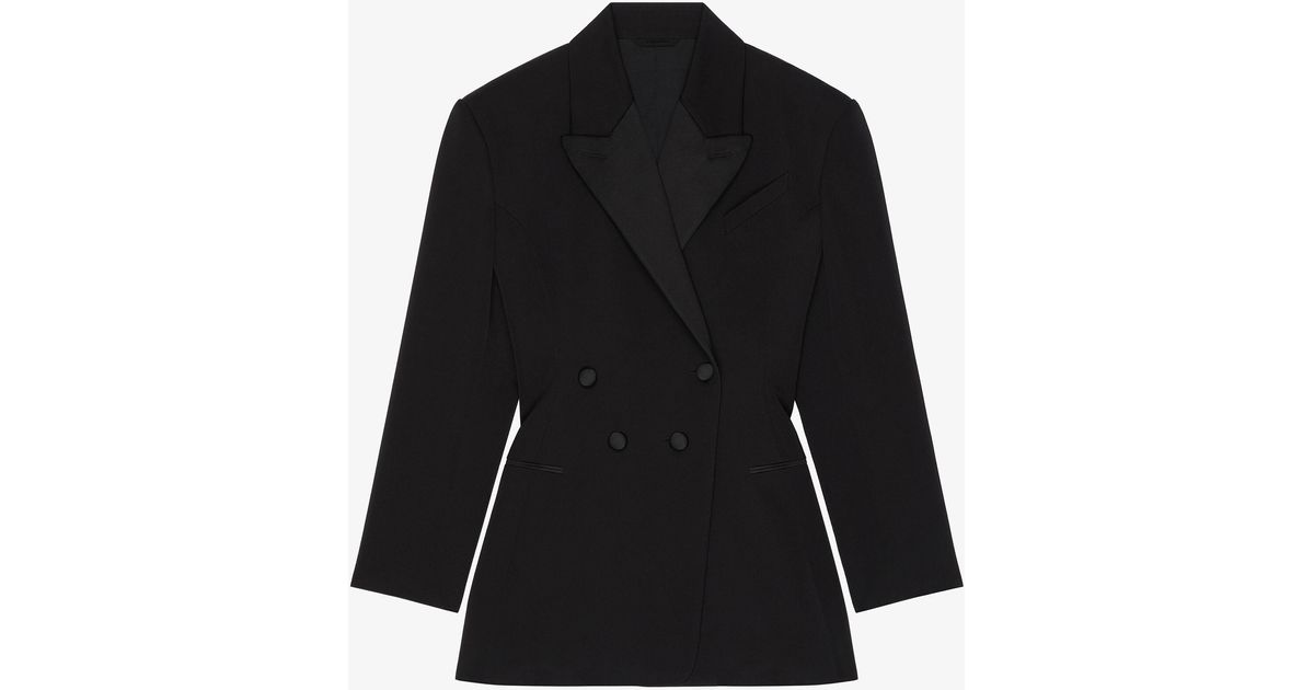 Givenchy Jacket In Wool With Pleated Back in Black | Lyst