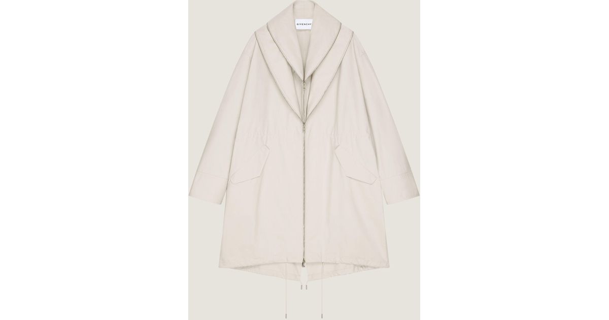 Givenchy Parka With Zipped Shawl Collar in Natural | Lyst UK