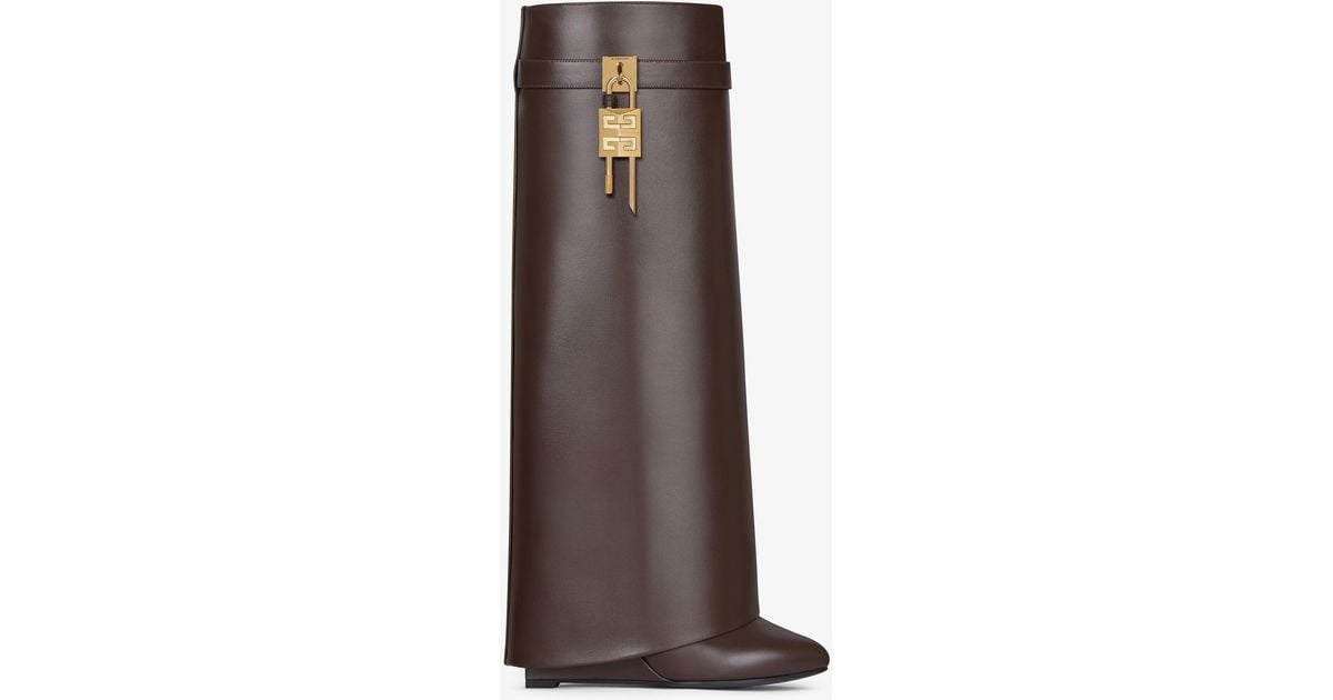 Givenchy Shark Lock Boots in Brown | Lyst