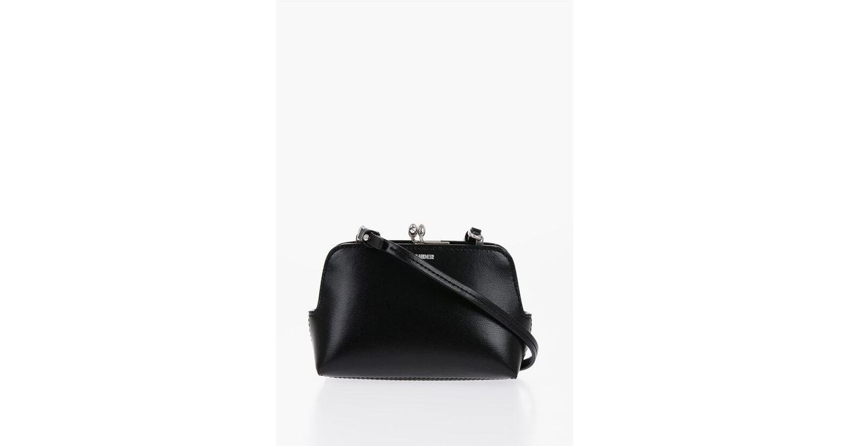 Jil Sander Leather Mini Crossbody Bag With Clip Clap Closure in Black ...