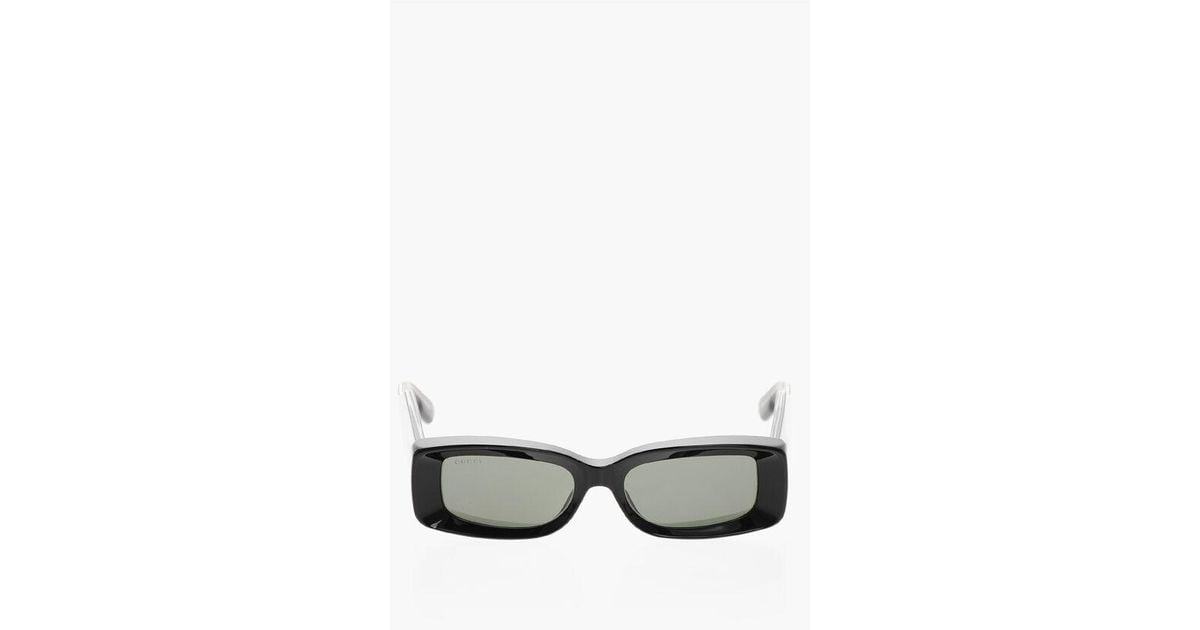 Gucci Rectangular Frame Sunglasses With Statement Design in Grey | Lyst UK