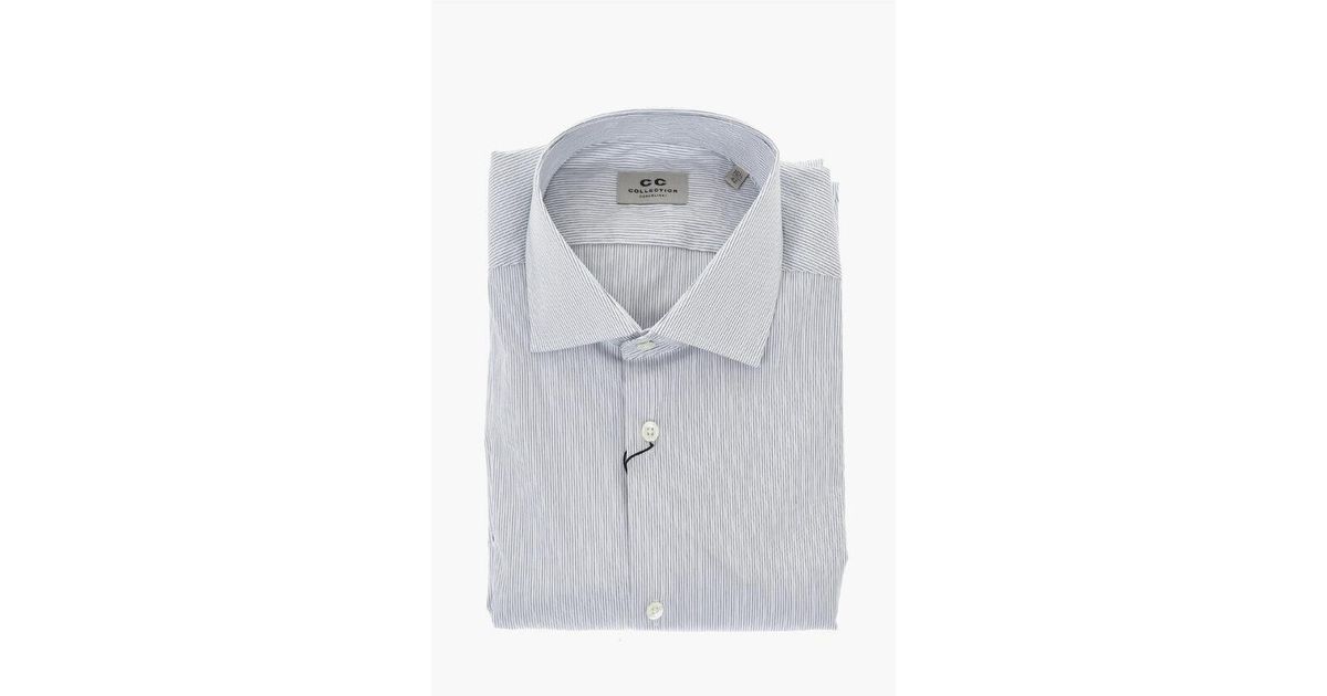 Corneliani Cc Collection Striped Shirt With French Collar in Blue for ...