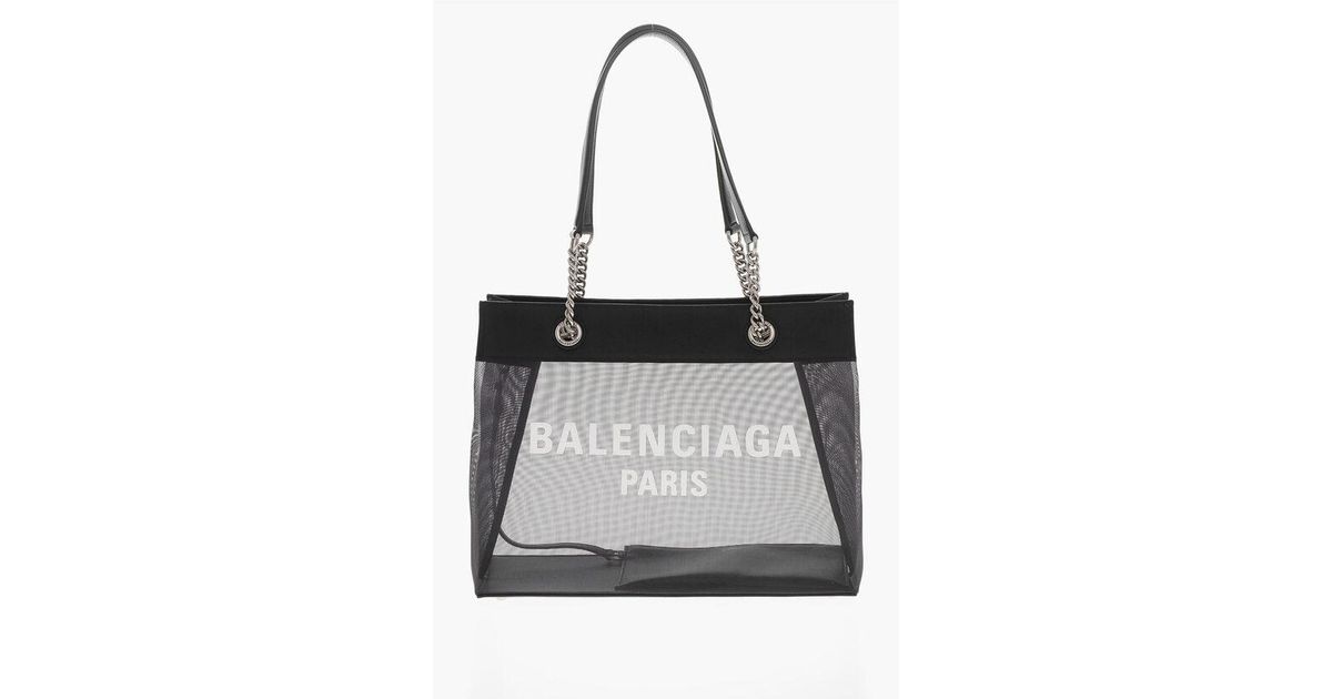 Balenciaga Semi-Transparent Tote With Leather Details in White | Lyst UK