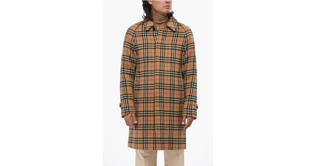 Burberry Checked Wool-Blend Coat With Hidden Buttoning in Brown for Men ...