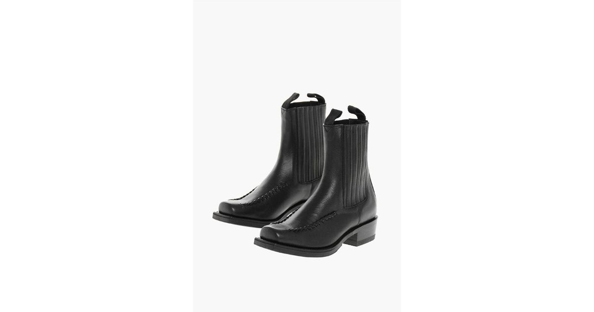 Hereu Leather Chelsea Boots With Square Toe 3Cm in Black | Lyst UK