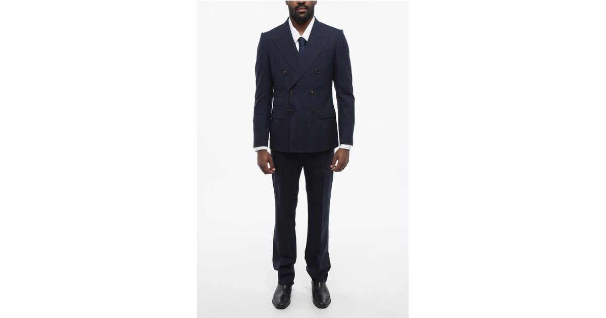 Gucci Double-Breasted Monogram Jacquard Wool Suit in Blue for Men | Lyst UK