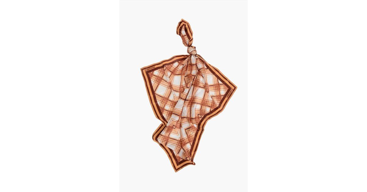 DSquared² Checked Silk Foulard in Orange | Lyst UK