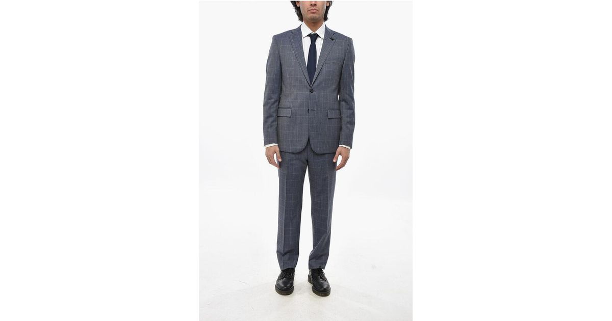 Corneliani Cc Collection Windowpane Check Refined Suit in Blue for Men ...