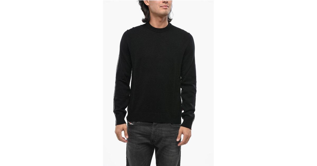 DIESEL Tag Crew Neck K-Vromo Cashmere Blend Sweater in Black for Men ...