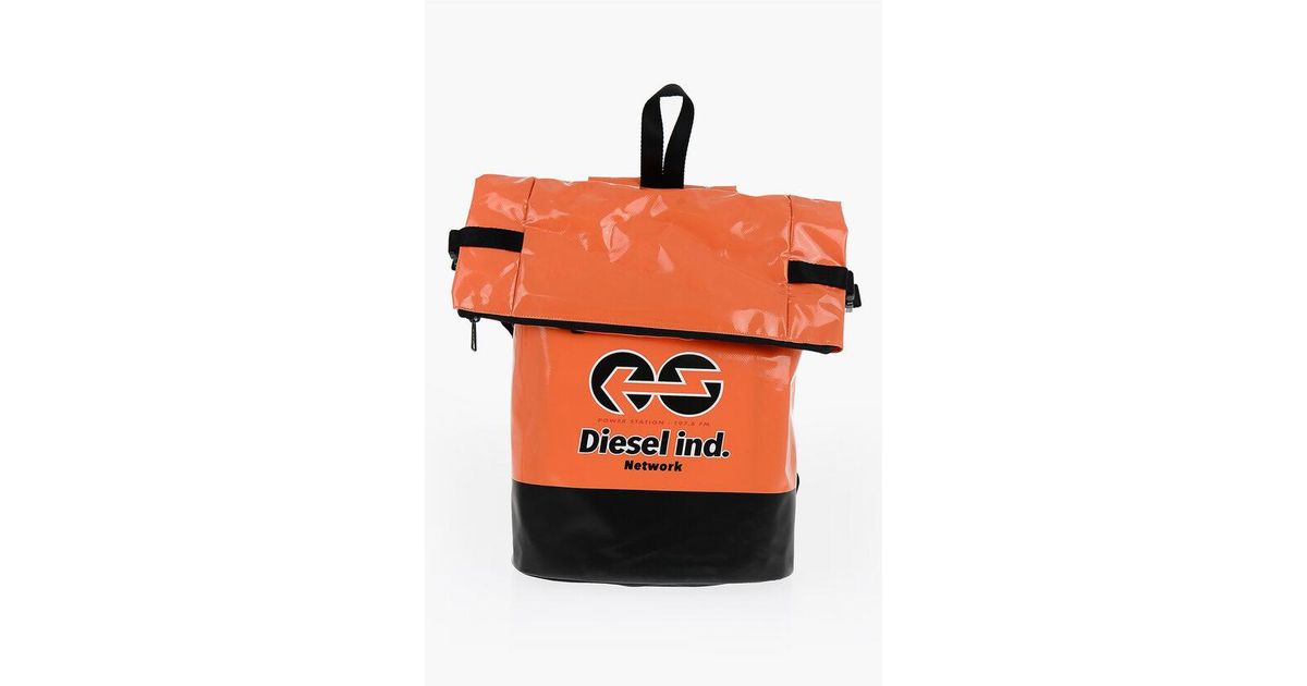 DIESEL Waterproof Coated Canvas Trap/D Roll-Top Backpack in Orange for ...