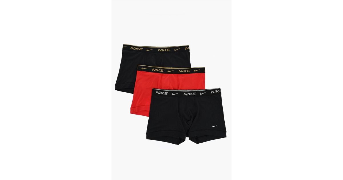 Nike Set Of 3 Stretch Cotton Boxer With Contrasting Logo in Red for Men ...