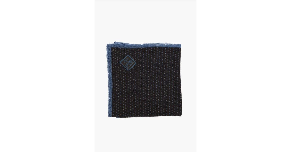 Corneliani Two-Tone Pocket Square With Embroidered Logo in Black for ...