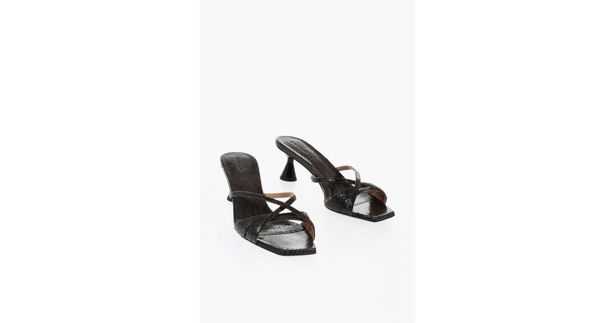 D'Accori Embossed Leather Lust Mules With Python Finish 5Cm | Lyst UK