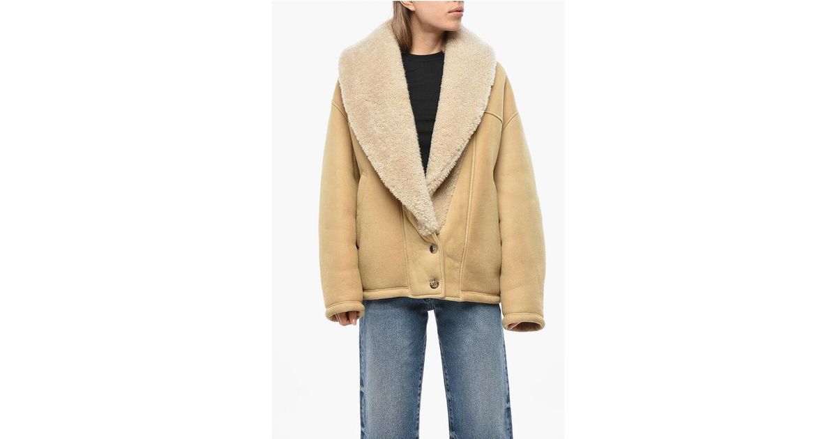 Golden Goose Shearling Margot Coat With Flush Pockets in Natural | Lyst UK
