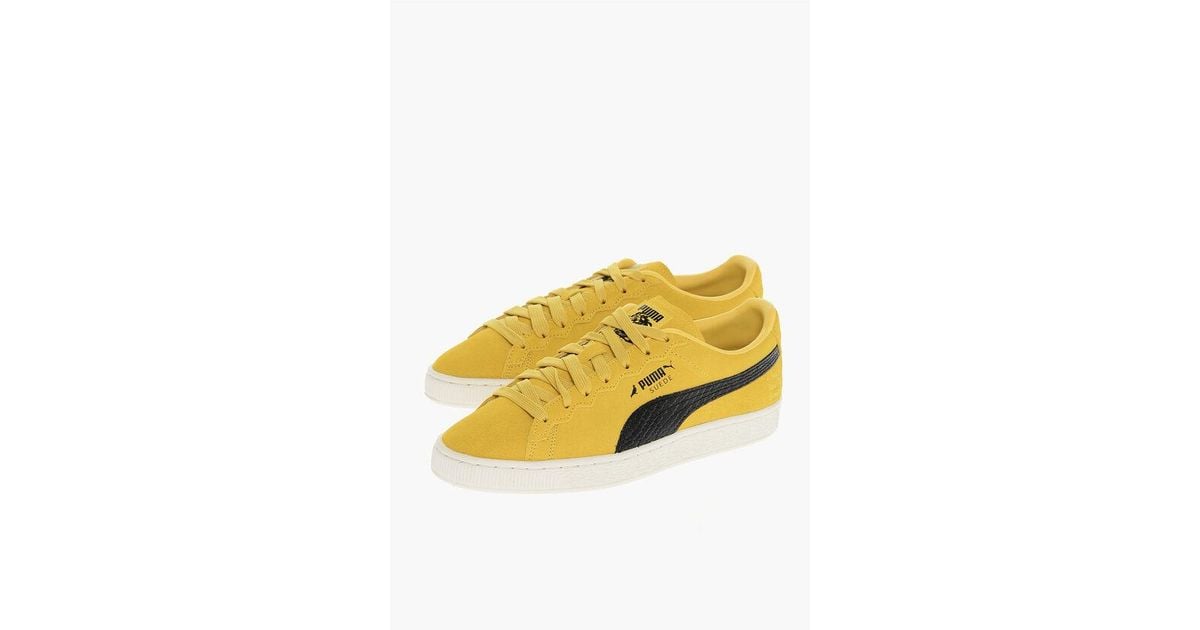 PUMA Suede Staple Low-Top Sneakers With Snake Effect Logo in Yellow for ...