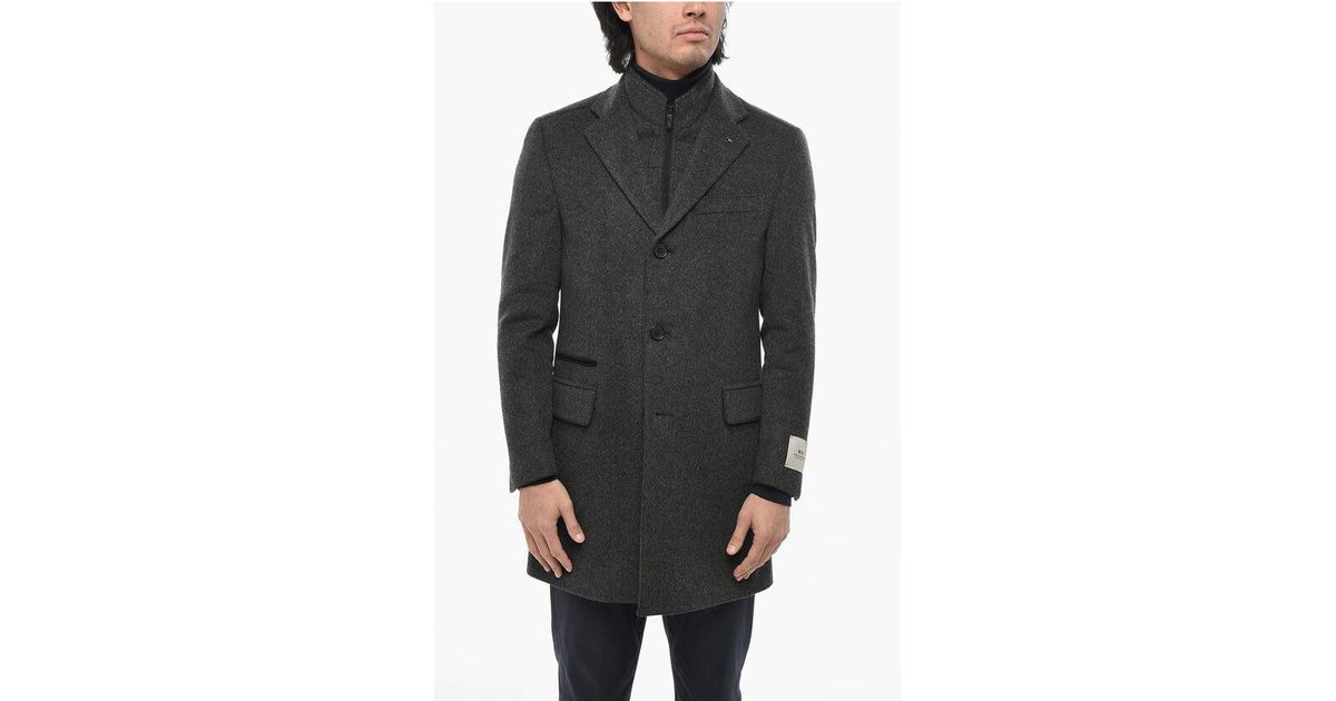 Corneliani Cc Collection Virgin Wool Coat With Removable Chest-Piece in ...