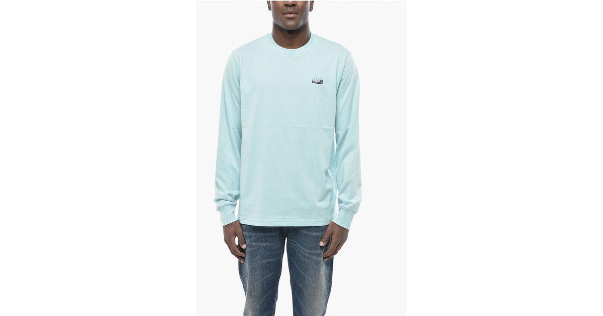 DIESEL Crew Neck Cotton T-Shirt T-Just-Ls-Situation With Logo in Blue ...