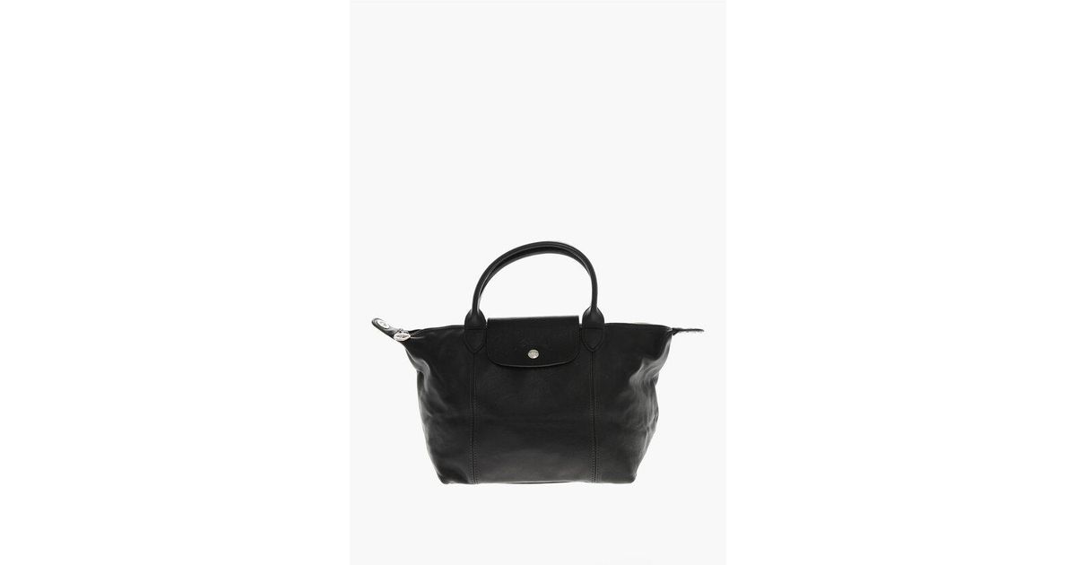 Longchamp Solid Color Leather Tote Bag in Black | Lyst UK