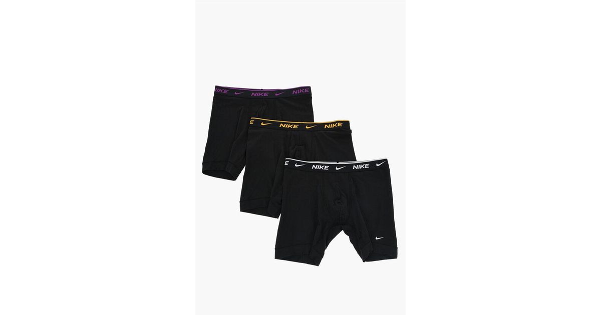 Nike Set Of 3 Solid Color Boxer With Contrasting Logo in Black for Men ...
