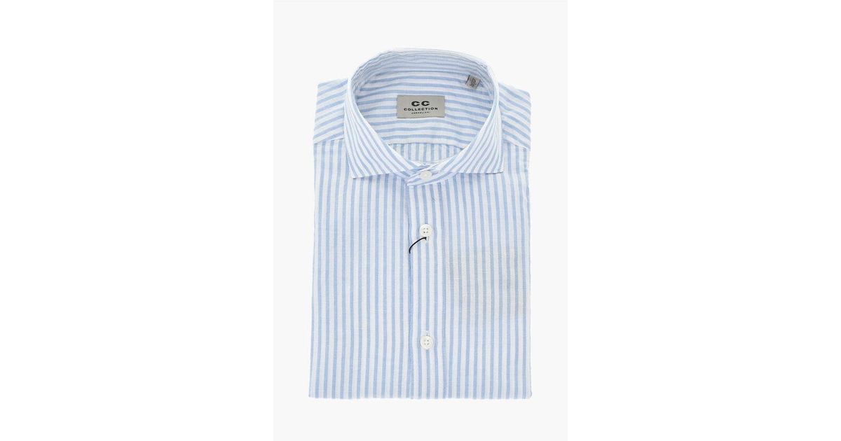 Corneliani Cc Collection Cotton Shirt With Awning Stripes in Blue for ...