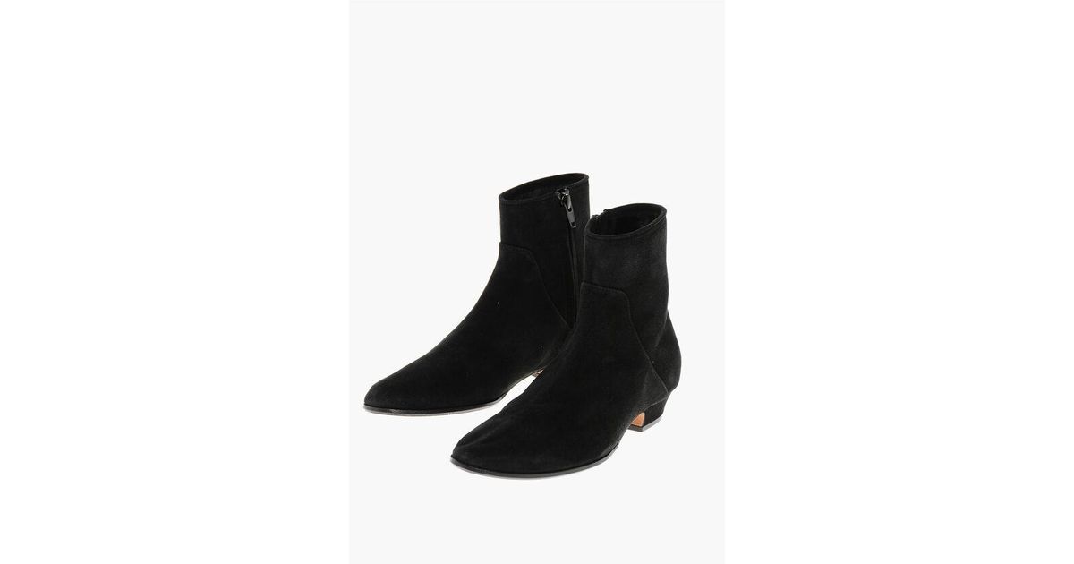 The Row Suede Awar Flat Booties in Black | Lyst UK