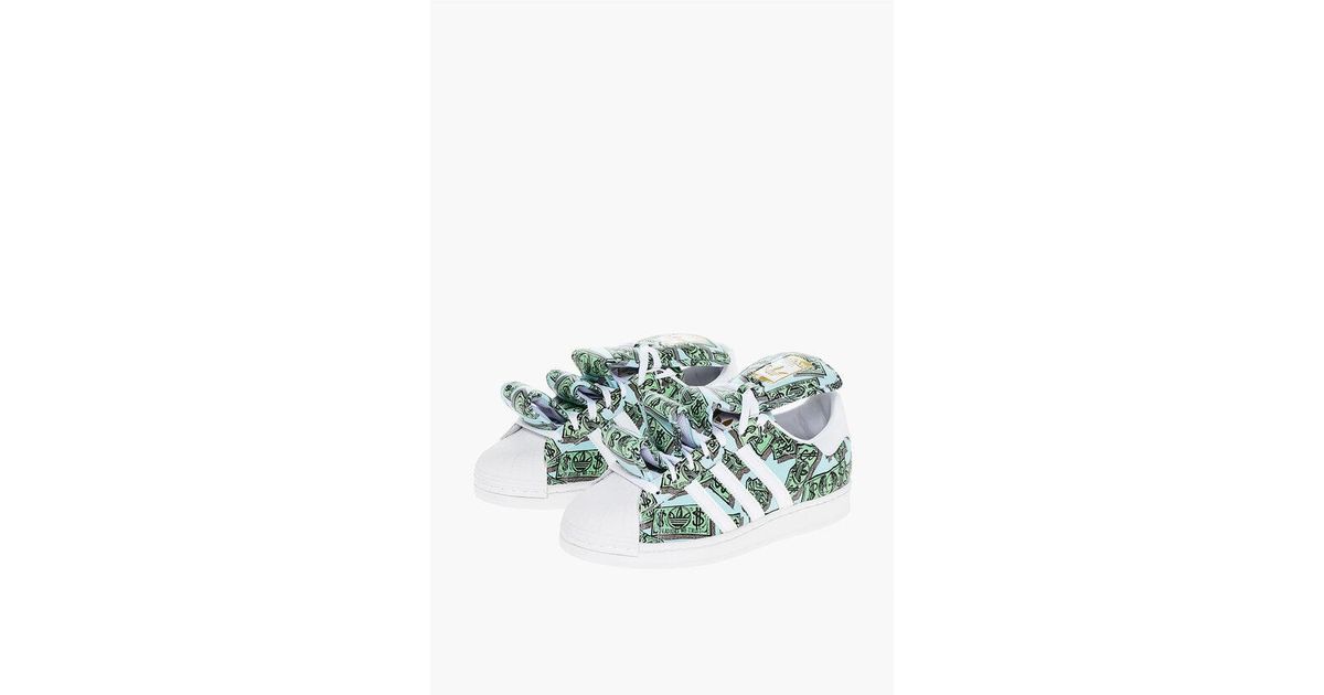 adidas Printed Leather Js Money Superstar Low-Top Sneakers in Green ...