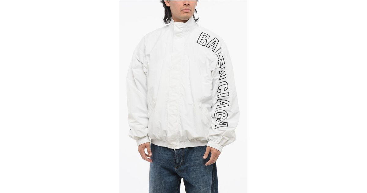 Balenciaga Nylon Windbreaker With Embroidered Logo in White for Men ...