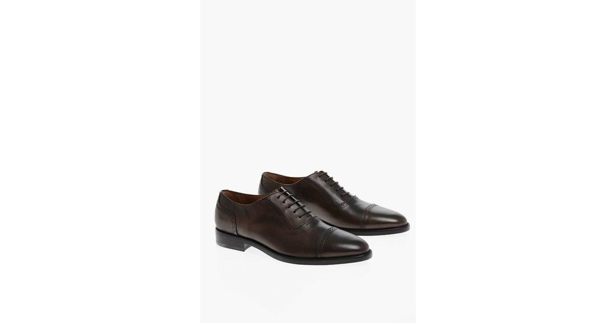 Corneliani Brogue Leather Derby Shoes With Cuir Sole in Brown for Men ...