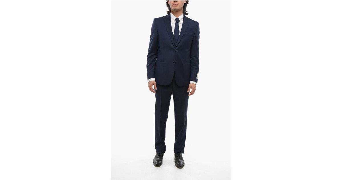 Corneliani Cc Collection 3-Piece Refined Suit With Peak Lapel in Blue ...