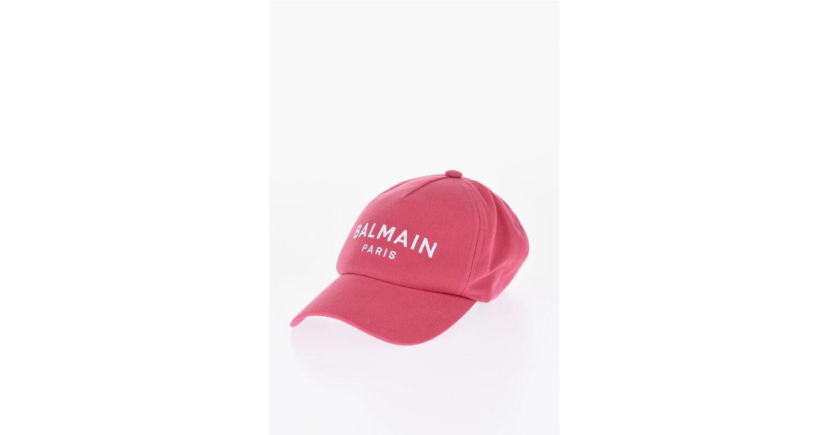 Balmain Baseball Cap With Embroidered Logo in Pink | Lyst UK