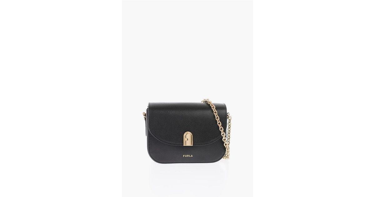 Furla Leather Bag With Chain Shoulder Strap in Black | Lyst UK