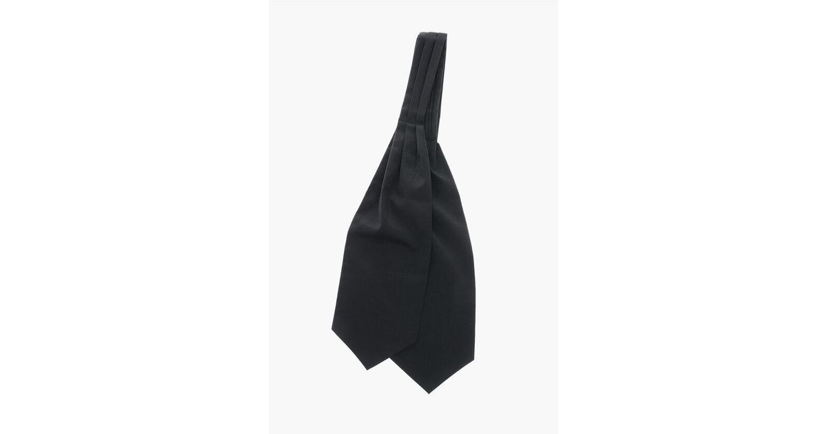 Corneliani Virgin Wool Ascot Tie With Lurex Trims in Black for Men ...
