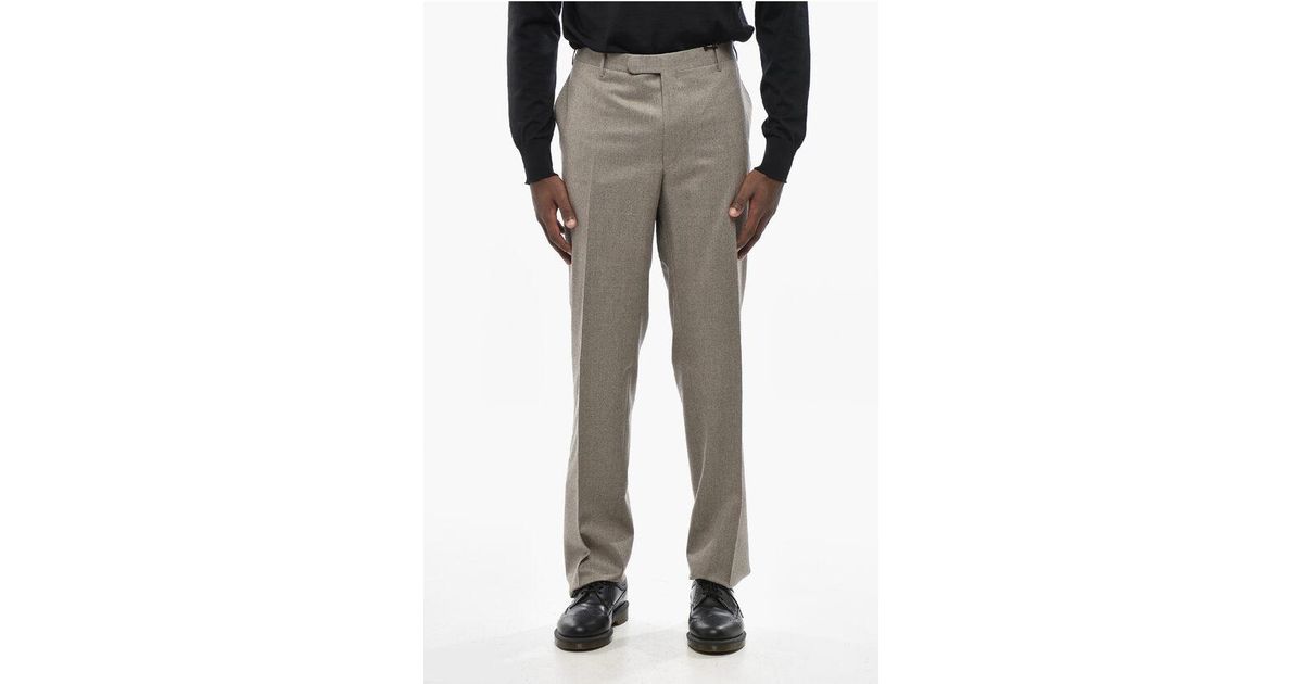 Corneliani Cc Collection Virgin Wool Regular Fit Pants in Grey for Men ...