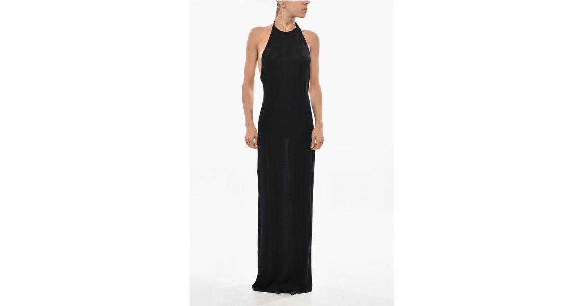 Saint Laurent Long Knit Dress With Bare Back Design in Black | Lyst UK