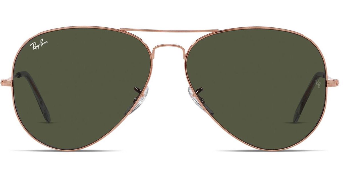 Ray-Ban Rb3025 Aviator Large Metal/Rose in Green | Lyst