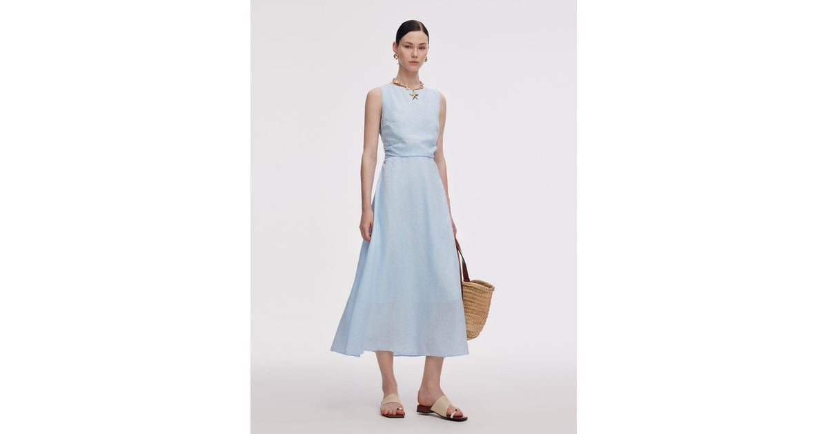 GOELIA 100% Linen Cross Back Maxi Dress in White | Lyst