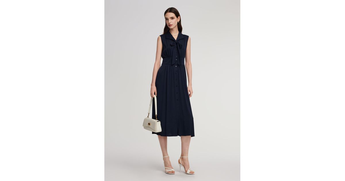 GOELIA 22Mm Mulberry Silk Gathered Waist Sleeveless Maxi Dress in Blue ...