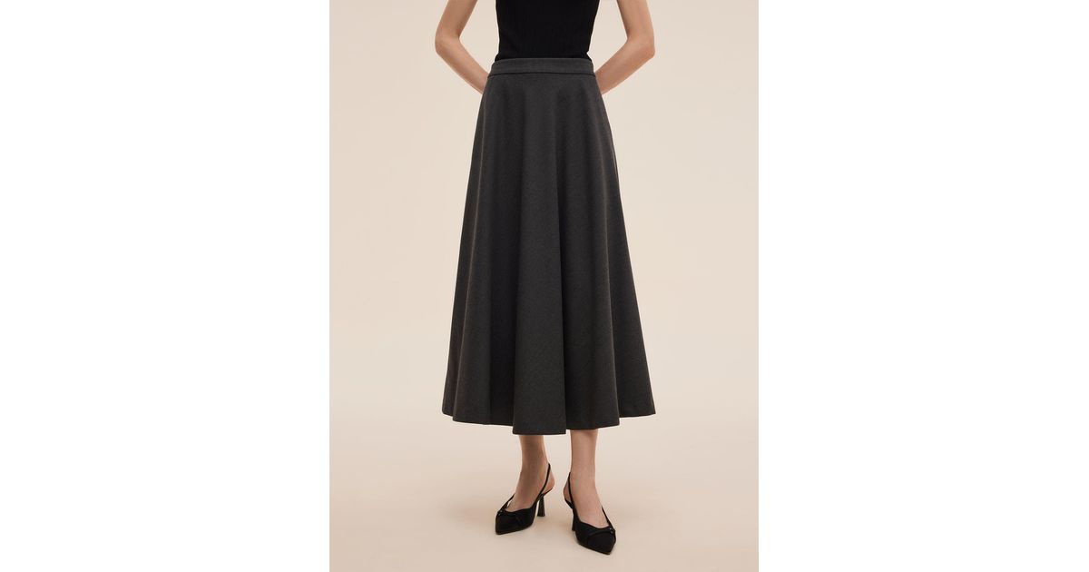 GOELIA Worsted Wool Blend A-Line Skirt in Black | Lyst