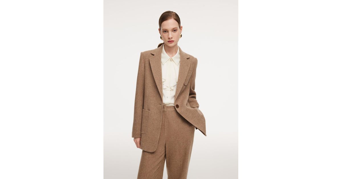 GOELIA Washable Wool Cashmere Blend Blazer in Natural | Lyst