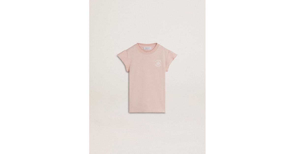 Golden Goose Girls' T-Shirt With Ruffled Sleeves And Embroidery in Pink ...