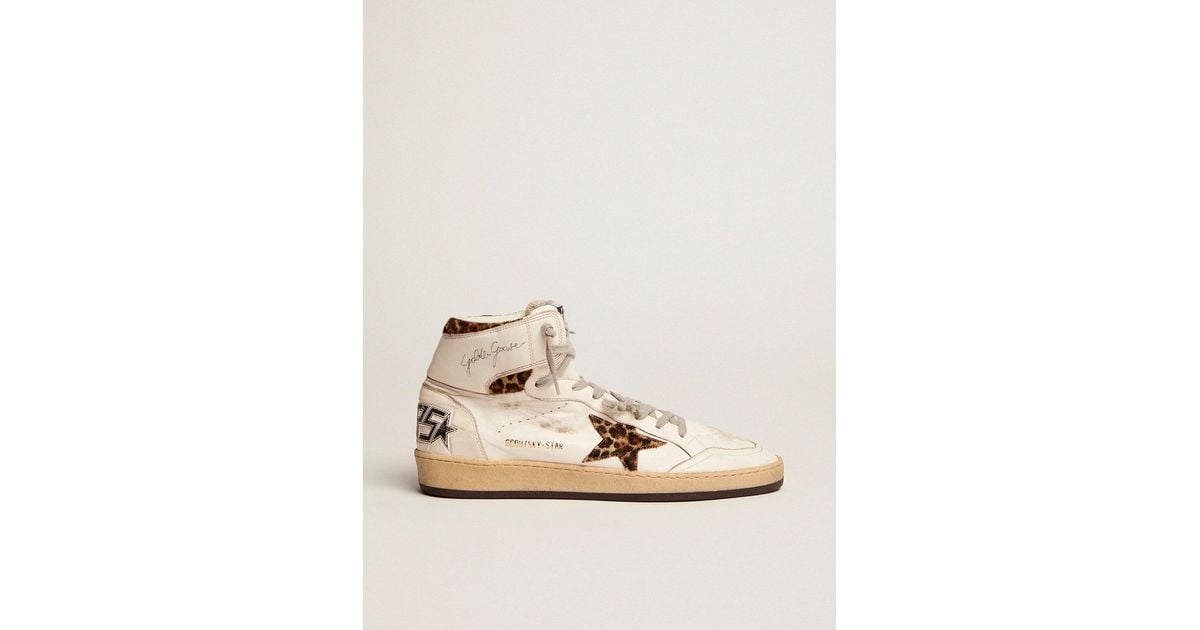 Golden Goose Sky-Star With Signature And Leopard Print Pony Skin ...
