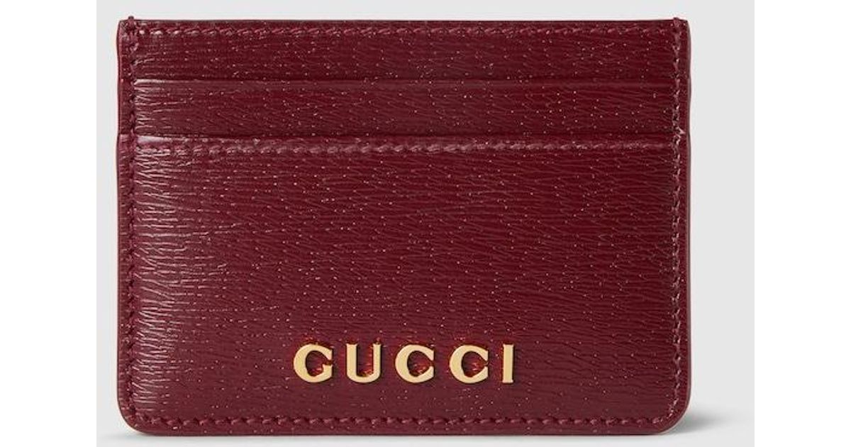 Gucci Card Case With Script, , Leather in Red | Lyst