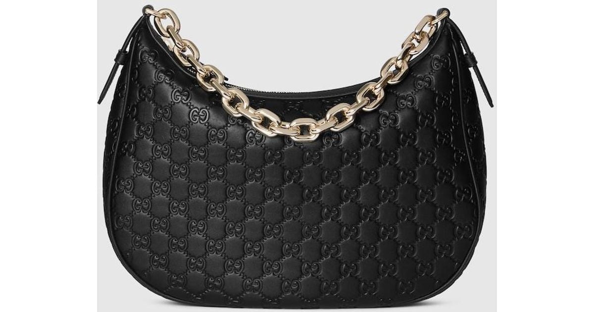 Gucci Gg Emblem Large Shoulder Bag, Leather in Black | Lyst