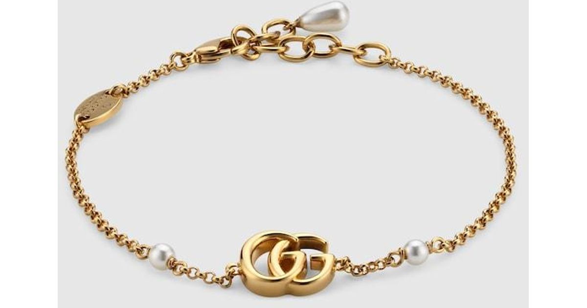 Gucci GG Marmont Chain Bracelet With Charm in Metallic | Lyst