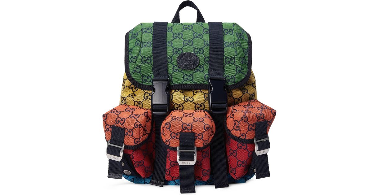 Gucci GG Multicolour Small Backpack in Red for Men | Lyst