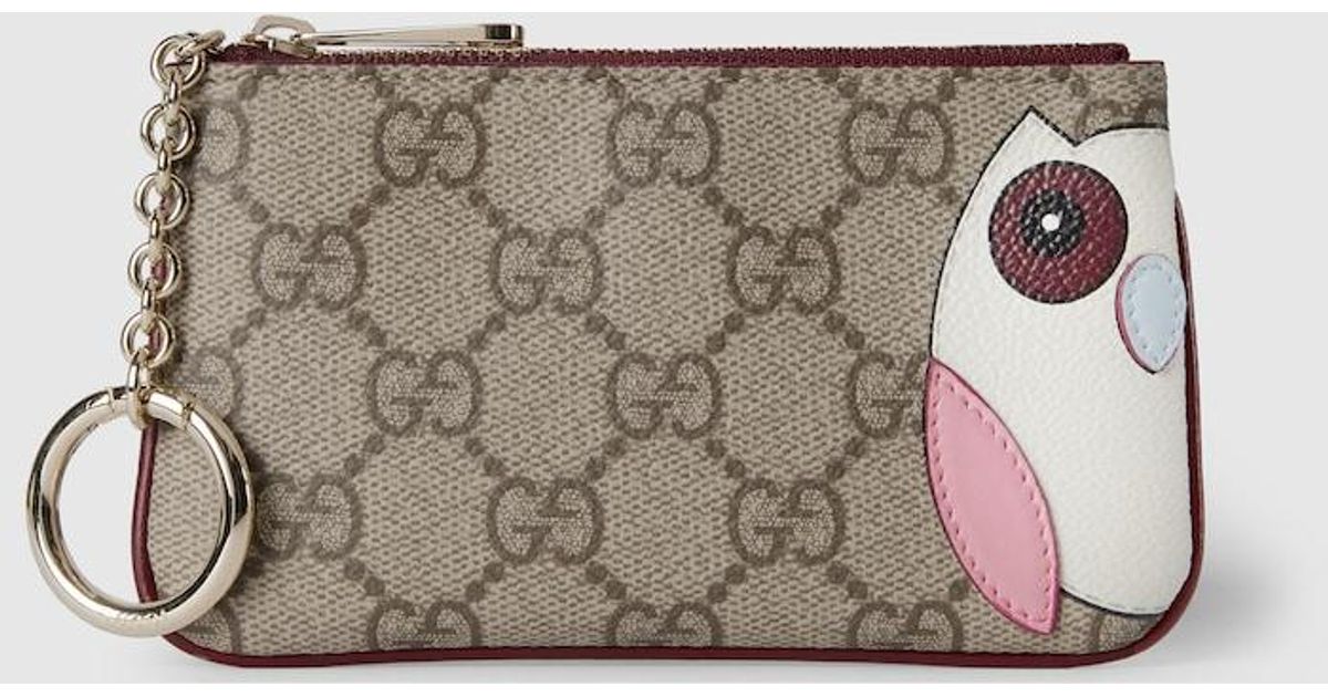 Gucci Gg Key Case With Owl Detail in Natural | Lyst