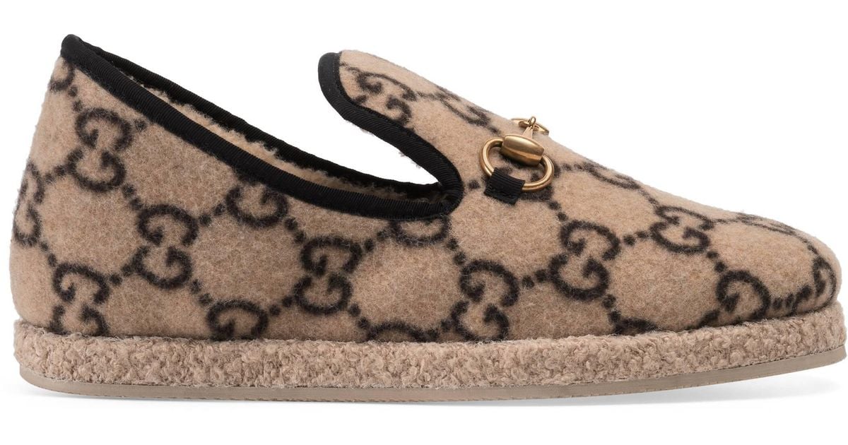 Gucci GG Wool Loafers In Beige in Natural | Lyst UK