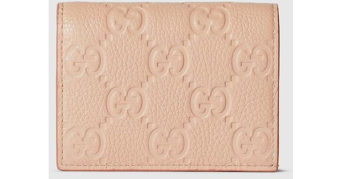 Gucci Gg Emblem Mini Wallet in Natural | Lyst